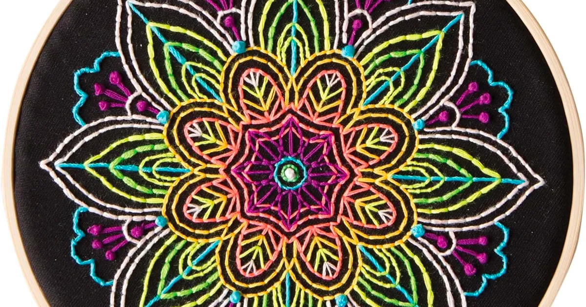 Neon Mandala | Best Embroidery Kits for Beginners